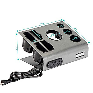 PENNYNANA Large 8-Hole Salon Desktop Hair Iron & Blow Dryer Holder，Hair Tool Organizer Barber Organizer w/ 3-Plug Outlet,Metallic…