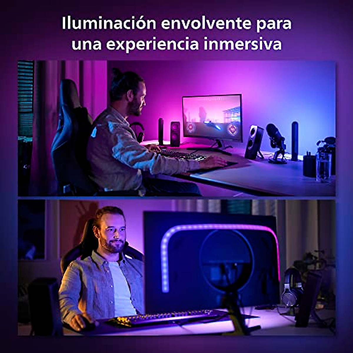 Philips Hue Play Gradient PC Lightstrip [for 32-34 Inch Screens] LED Smart Lighting. Sync for Entertainment, Gaming and Media