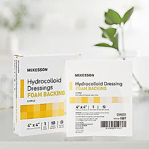 McKesson Hydrocolloid Dressings with Foam Backing, Sterile, 4 in x 4 in, 10 Count, 1 Pack