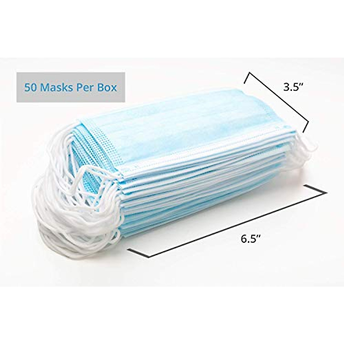 InterMask ASTM Level 3 Disposable Blue 3-Ply Face Masks for General Use, Home, Office, School, Restaurants, 50ct Box (Pack of 1)