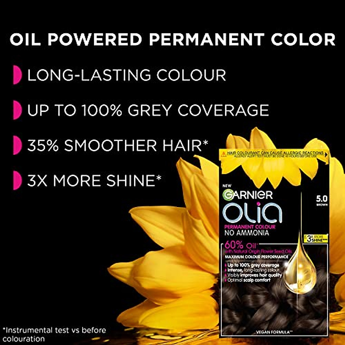 Garnier Olia Intense Red Permanent Hair Dye, No Ammonia for A Pleasant Scent, Up To 100% Grey Hair Coverage, Maximum Colour Performance, 60% Oils - 6.60 Intense Red
