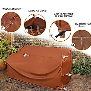 NettyPro Patio Sofa Bench Cover, Waterproof 600D Heavy Duty Outdoor Furniture 3 Seater Couch Cover, 79" Wx 38" Dx 35" H, Brown