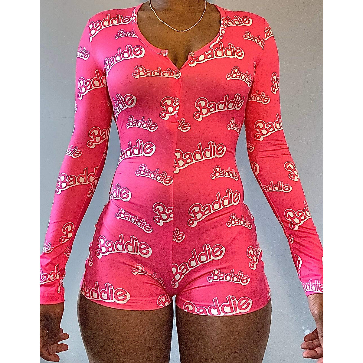 MissShorthair Onesies Women Sexy Pajamas, Cute Onesie Pajamas for Women Shorts (Baddie, L)