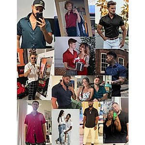 SWOMOG Men Silk Satin Pajamas Set Button Down Sleepwear Short Sleeve Pjs Set Soft 2 Piece Lounge Set Nightwear with Pockets Black Medium