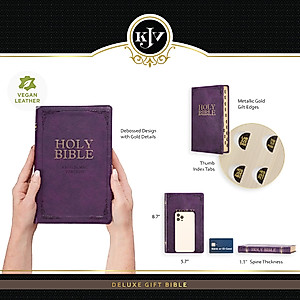 KJV Holy Bible, Standard Size Faux Leather Red Letter Edition Thumb Index & Ribbon Marker, King James Version, Purple (KJV Deluxe Gift Editions)