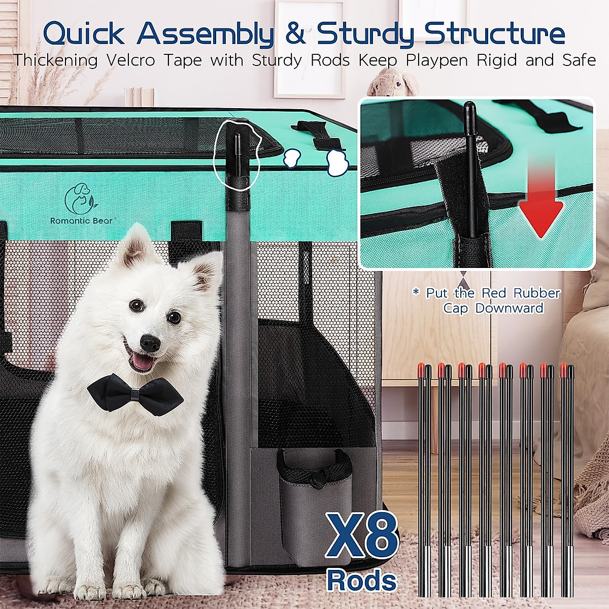 Dog Playpen,Pet Playpen,Foldable Dog Cat Playpens,Portable Exercise Kennel Tent Crate,Water-Resistant Breathable Shade Cover, Indoor Outdoor Travel Camping Use for Small Animals with Carrying Case(S)