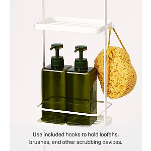 Yamazaki Home Wire Standing Bath Shelf Baskets | Steel | Tall | Shower Caddy, White