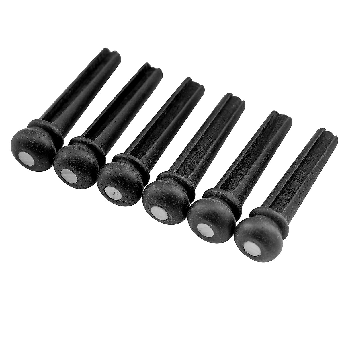 Musiclily SlottedGuitar Ebony Bridge Pins Endpins for Taylor Martin Acoustic Guitar Replacement, Black with White Pearl Shell Dot (Pack of 6)