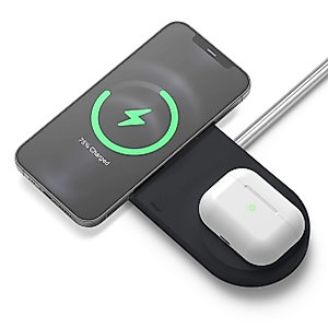 elago 2 in 1 Wireless Charger Stand, Charging Station Designed for MagSafe, Compatible with iPhone 16/15/14/13/12, AirPods Pro/Pro2 & AirPods 3, 4 – [Black] [Charging Cable Not Included]