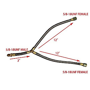 MENSI Propane Grill Y-Splitter Extension Adapter Braided Hose Length 15" with 3/8" Flare Connection