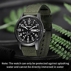 BOSHIYA Men's Military Tactical Field Watches Outdoor Sports/Work Watch Waterproof Analogue Quartz Watches Minimalist Lightweight Nylon Watch - Imported Japanese Movement/40mm Waterproof/Date Display