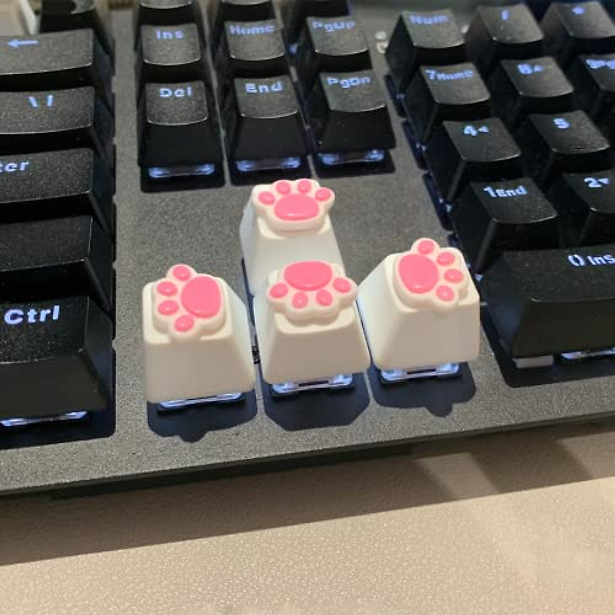 YupYay 4 Pack Custom OEM R4 Keycaps PBT Mechanical Keyboard Keycaps Cute Cat Paw Key Cap Kawaii Gaming Keycaps for Mechanical Keyboard with Keycap Puller (White Base)