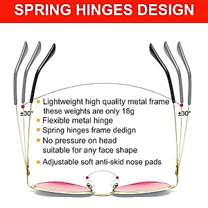 Polarized Heart Shaped Sunglasses for Women, Vintage Fashion Cute Lovely Sun Glasses Metal Frame UV400 Protection(Gold/Red)