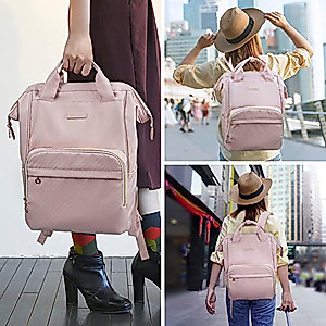 BAGSMART Laptop Backpack for Women, Travel Backpacks 15.6 Inch Notebook Doctor Back pack for College Work Business Trip Women (pink)