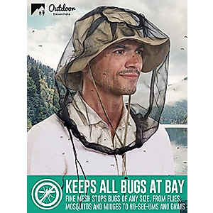 Bug Head Net Mesh - Bug Face Netting for Hats - Insect Net Mask Cover from Gnats, No-See-Ums & Midges with Extra Fine Fly Screen Holes - Outdoor Protection for Men & Women