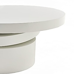 Christopher Knight Home CKH Small Oval Mod Rotatable Coffee Table, Glossy White, 31.5D x 47.75W x 13H in