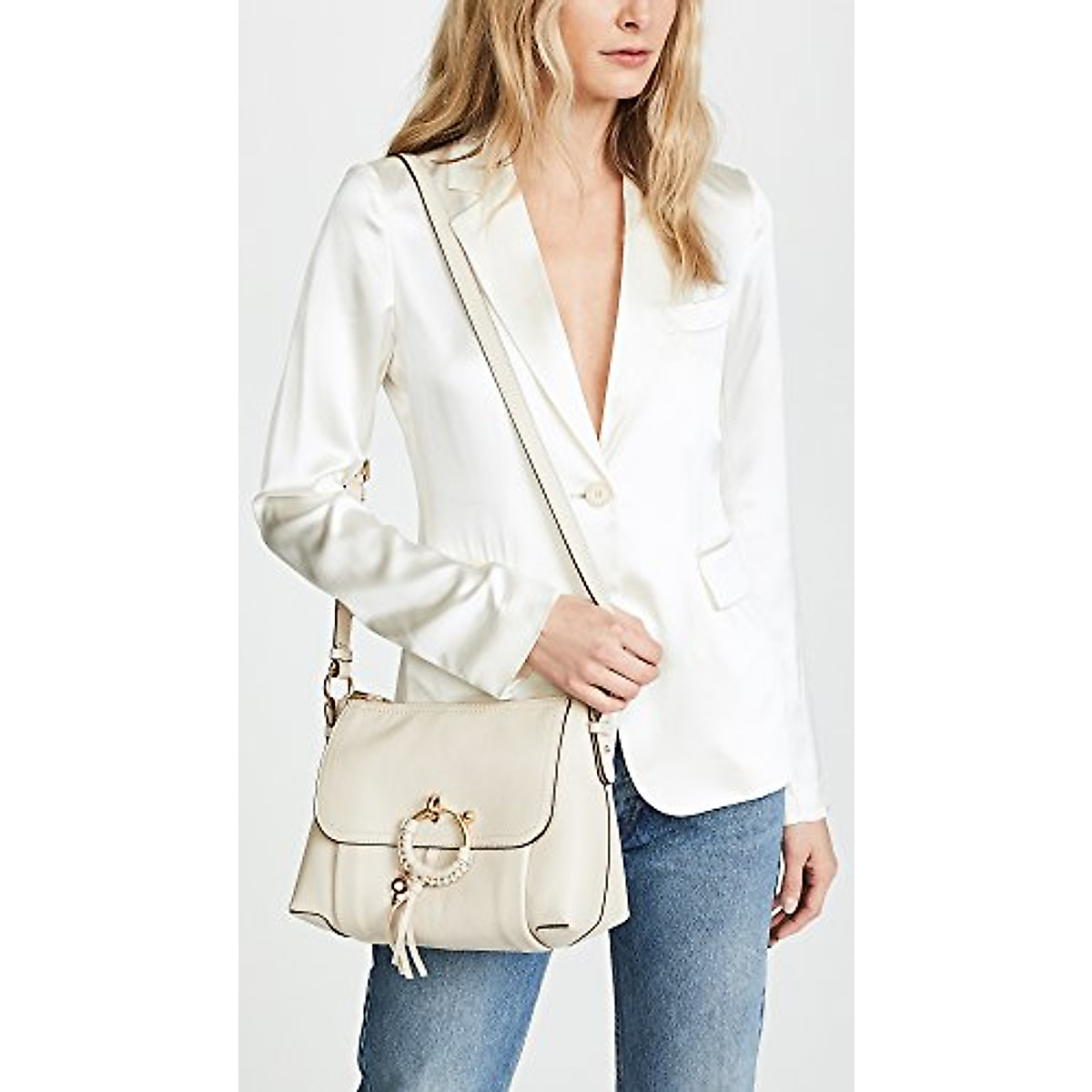 See by Chloe Women's Joan Small Shoulder Bag, Cement Beige, Off White, One Size