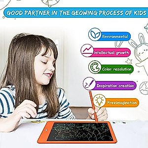 LCD Writing Tablet for Kids, 10 Inch Electronic Doodle Board Drawing Tablet, Erasable Reusable Colorful Drawing Pads, Educational and Learning Toy Gifts for 3 4 5 6 7 8 Years Old Girls Boys (Orange)