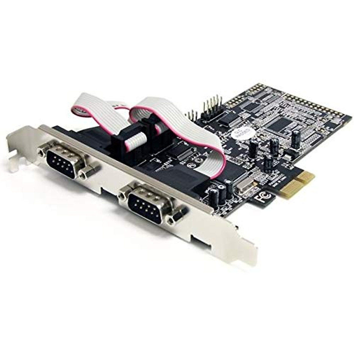 StarTech.com 4 Port Native PCI Express RS232 Serial Adapter Card with 16550 UART - Low Profile Serial Card (PEX4S553), Green