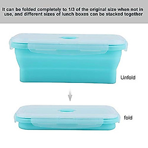 4 Size Silicone Collapsible Portable Lunch Box Bowl Bento Boxes Eco-Friendly Folding Food Container Lunchbox 350/500/800/1200ml(Green 1200ml)