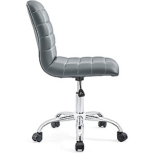 Modway Ripple Ribbed Armless Mid Back Swivel Computer Desk Office Chair In Gray