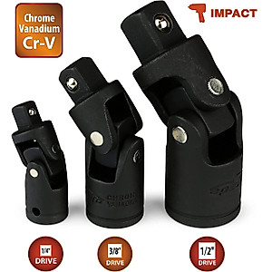 EPAuto 1/2-inch Drive Click Torque Wrench + Impact Universal Joint Set