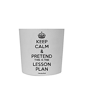 Funny Guy Mugs Keep Calm & Pretend This Is The Lesson Plan Travel Tumbler With Removable Insulated Silicone Sleeve, White, 16-Ounce