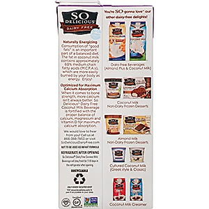 So Delicious Dairy Free Shelf-Stable Coconutmilk, Unsweetened, Vanilla, Vegan, Non-GMO Project Verified, 1 Quart (Pack of 12)