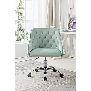 CNANXU Velvet Swivel Shell Chair with Adjustable Height,Accent Swivel Desk Chair,Modern Leisure Office Chair for Living Room (Mint Green)