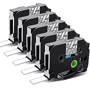 Labelife Compatible with Label Tape Replacement for Brother P Touch TZe-131 Black on Clear Label Tape Laminated Bundle with TZe-135 White on Clear Label Tapes Laminated, 12mm 0.47" x 26.2', (10-Pack)
