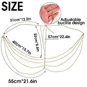 Yomiie Pearl Body Chain Sexy Cross Chest Chain Multilayer Gold Layered Tassels Fashion Pearl Necklace Body Chains Jewelry Hot Bikini Bra Beach Show for Women