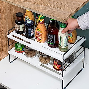 JUPELI Foil and Plastic Wrap Organizer, Expandable Kitchen Pantry Storage, Height Adjustable Cabinet Organizers and Storage, Storage Rack for Kitchen Organization, Aluminum Foil -3 Tier 9.8" to 15.6"L