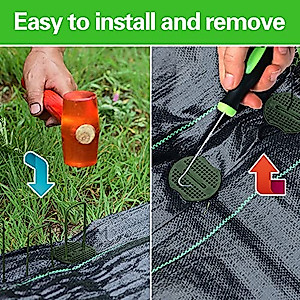 Bakulyor 100pcs Green Artificial Turf Stakes Staples + 100pcs Buffer Washer, 6 Inch 11 Gauge Landscape Staples, Galvanized Lawn Spikes, Heavy Duty Yard Ground Pin for Grass Weed Barrier Sod Fabric