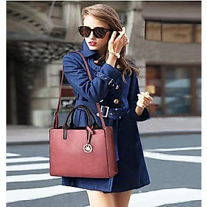 Handbag for Women Wallet Tote Bag Shoulder Bags Top Handle Satchel Leather Bag 3pcs Purse Set (Pink)