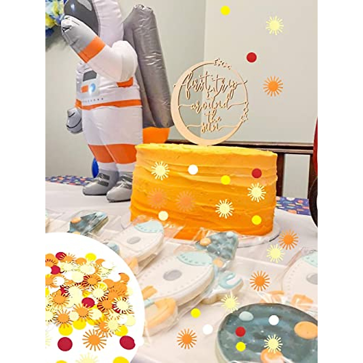 200 Pieces First Trip Around The Sun Birthday Decorations Boho Sun Confentti Muted Little Sunshine Confetti Papercraft Embellishments for Groovy Party Baby shower First Birthday Table Decors