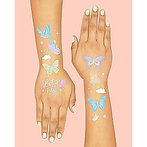 xo, Fetti Pastel Butterfly Temporary Tattoos - 70 Foil Styles | Rainbow Fairy Birthday Party Decorations, Monarchs, Heart Favors, Flowers, Garden Arts and Crafts, Baby Shower Decor