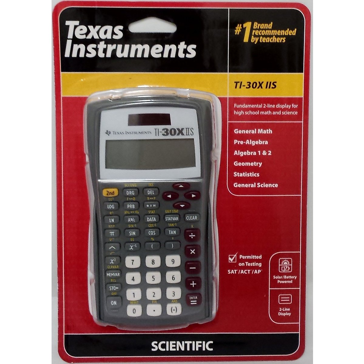 Texas Instruments TI-30X IIS 2-Line Scientific Calculator, Grey