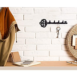 Salome Idea Large Size Antique Vintage Cast Iron Key Rack, Key Shaped Key Holder, Handcraft Wall Rack, (Key-4hook)