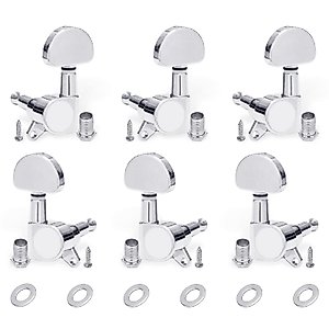 SAPHUE 6 Pieces 3L3R Guitar tuner pegs,Guitar Sealed Fan-shaped Tuning Pegs Tuner Machine Heads for Acoustic Electric Guitar Guitar Parts (Chrome)