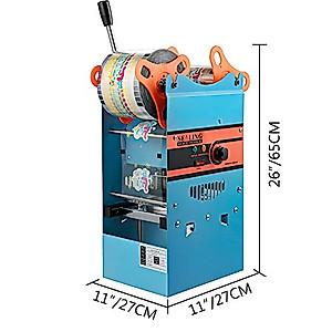 VEVOR Manual Tea Cup Sealer Machine, 300-500 Cup/h Manual Boba Tea Sealer Machine, Blue Boba Tea Sealing Machine, 90/95mm Cup Diameter Cup Sealing Mac