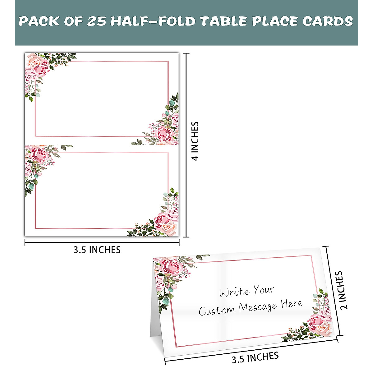 Boho Blush Pink Floral Table Place Card, 25 Pcs Tent Style Cards Set, Editable Name Cards for Table Seating, Food Lables for Birthday Party, Baby Shower, Wedding, Bridal Shower(16)