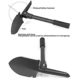 Folding Survival Shovel - Mini Heavy Duty Carbon Steel Military Style Entrenching Tool for Off Road, Nylon Carry Case, Camping, Gardening, Beach, Digging Dirt, Sand, Mud & Snow