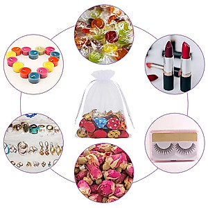 HRX Package 100pcs White Organza Bags, 4 x 6 inches Christmas Wedding Favors Gift Drawstring Bags Jewelry Pouches Candy Mesh Pouches