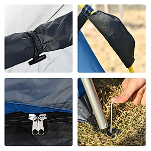 Outsunny Camping Tents 4 Person Pop Up Tent Quick Setup Automatic Hydraulic Family Travel Tent w/Windows, Doors Carry Bag Included, Blue