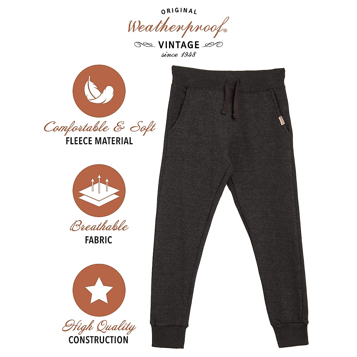 Weatherproof Vintage Boys' Jogger Pants - 4 Pack Soft Fleece Athletic Sweatpants for Boys - Boys Casual Track Joggers (4-20), Size 7, Asst3