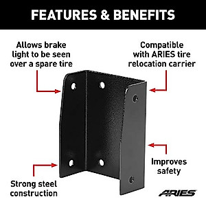 ARIES 256TBL Spare Tire Carrier Third Brake Light Extension Bracket, Select Jeep Wrangler JK