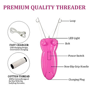 Electric Facial Hair Remover for Women,USB Rechargeable Thread Epilator Cotton Threading Hair Removal ​for Face Arms Legs Back