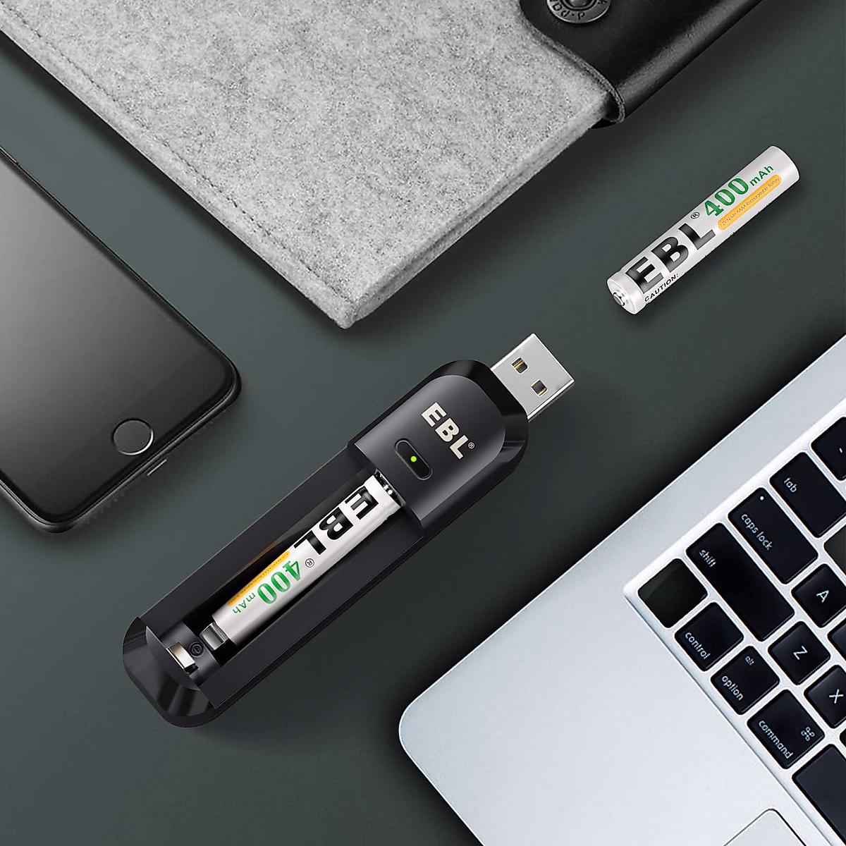 EBL Rechargeable AAAA Batteries 2 Counts 400mAh with Smart AAAA Battery Charger - High Capacity Ni-MH 1.2V 1200 Cycles for Surface Stylus Pen