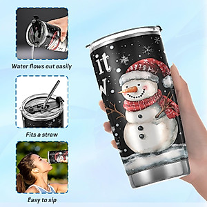 Jinhinox Christmas Let It Snow Coffee Tumbler Cups Insulated Tumblers Travel Coffee Mug Water Cup Bottle Stainless Steel Tumbler with Lid and Straw for Cold Ice Hot Drink Outdoor Women Men