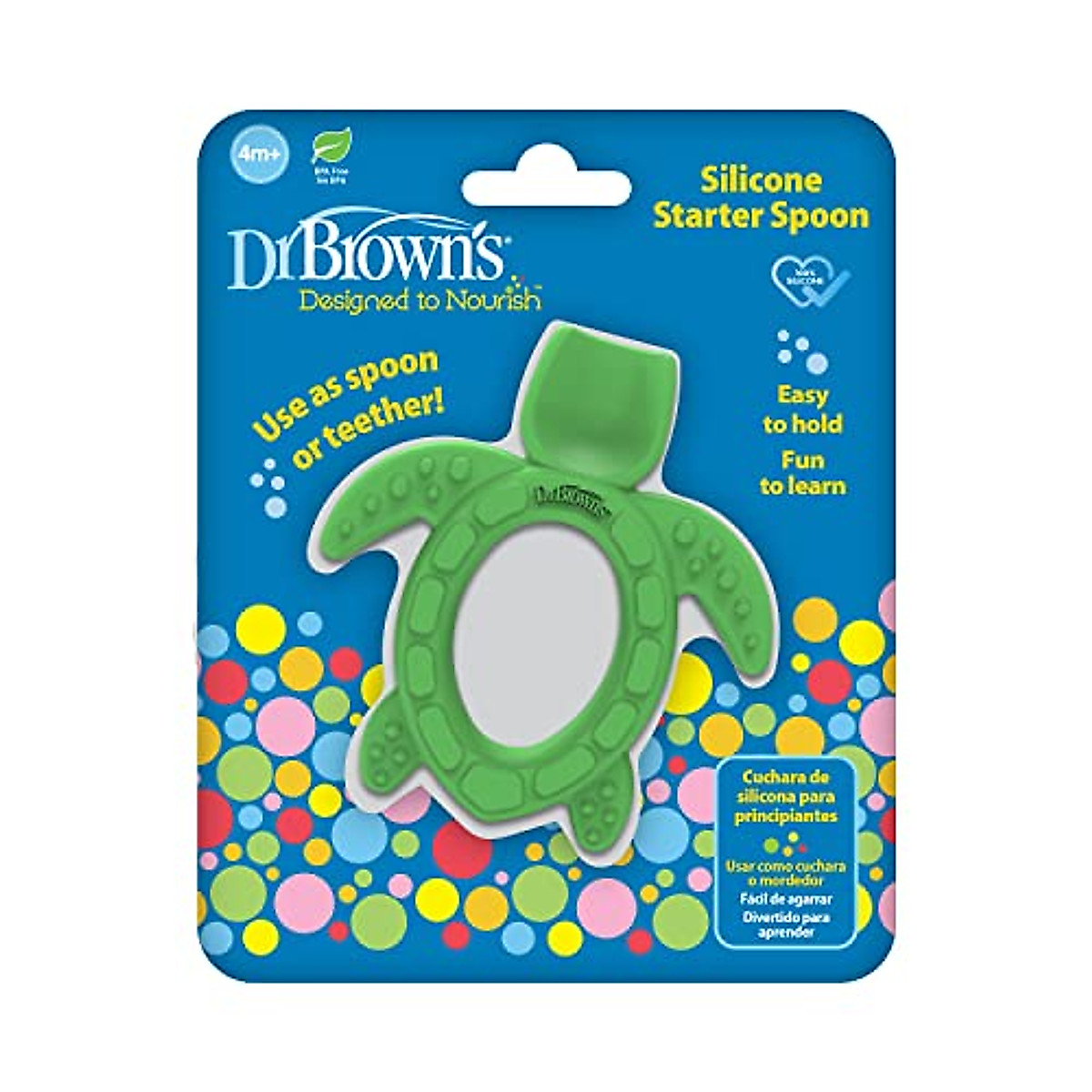 Dr. Brown's Silicone Starter Spoon and Teether for Babies and Infants, Turtles, 1 Pack, 4m+